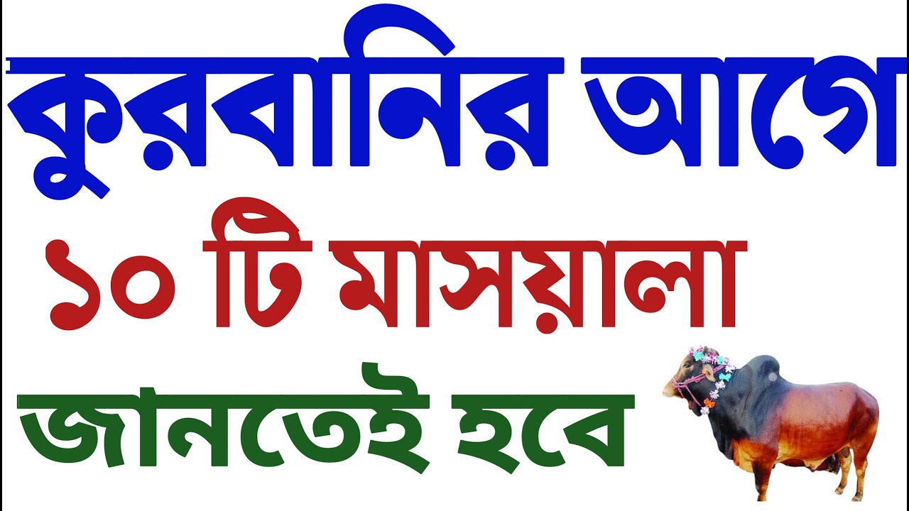 কুরবানির ১০ টি গুরুত্বপূর্ণ মাসয়ালা | কুরবানি কার উপর ওয়াজিব ...