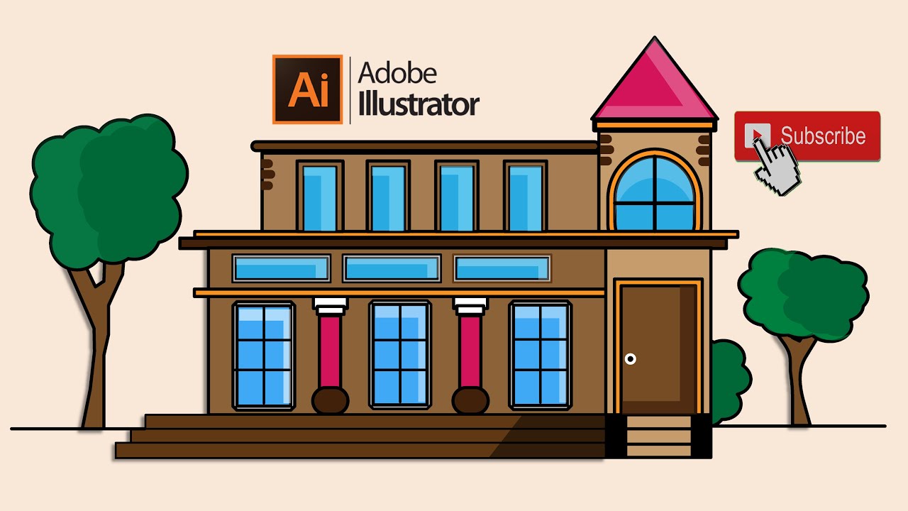 Design vector house .. adobe illustrator tutorial - YouTube