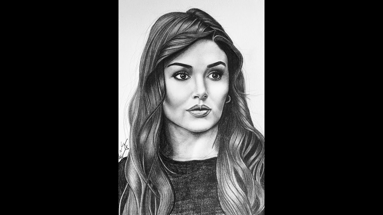 drawing of Hande Erçel | pencil drawing tutorial | quick sketch - YouTube
