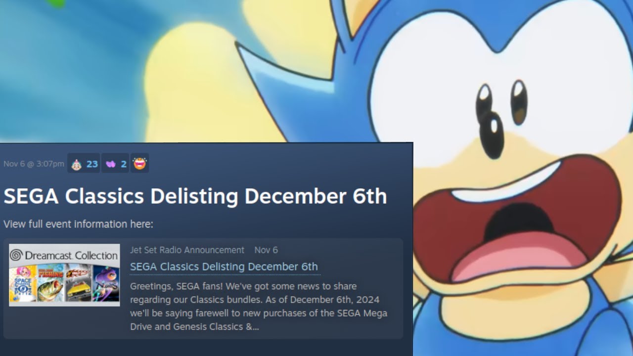 SEGA Dreamcast and Genesis Games Being DELISTED on December 6th - YouTube