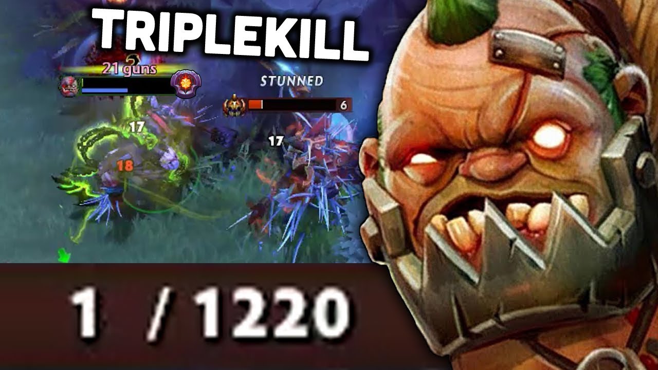PUDGE TRIPLE KILL WITH 1HP by MASTER TIER PUDGE SUPPORT 7.25 PATCH ...
