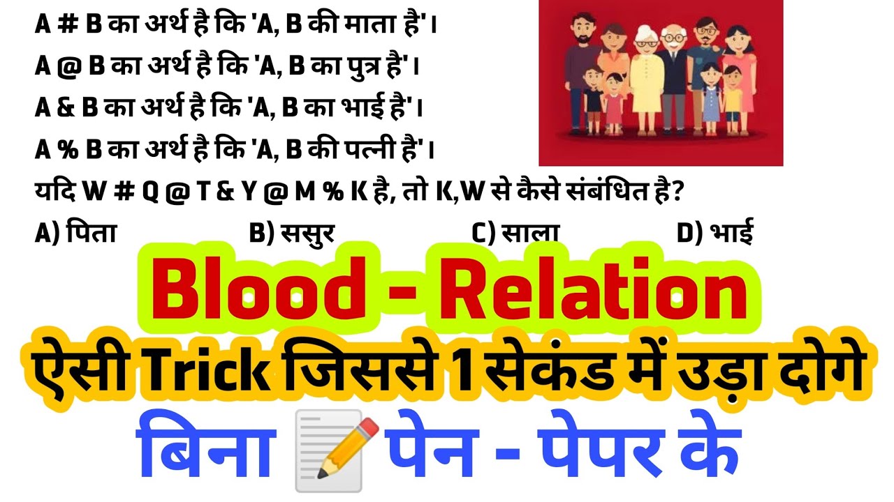 Coding Blood Relation || रक्त संबंध अब बिना पेन पेपर के | SSC CGL,SSC ...
