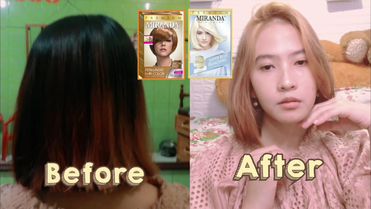 Cat rambut Miranda Super Blue Bleaching + Miranda Golden Brown || bagus ...