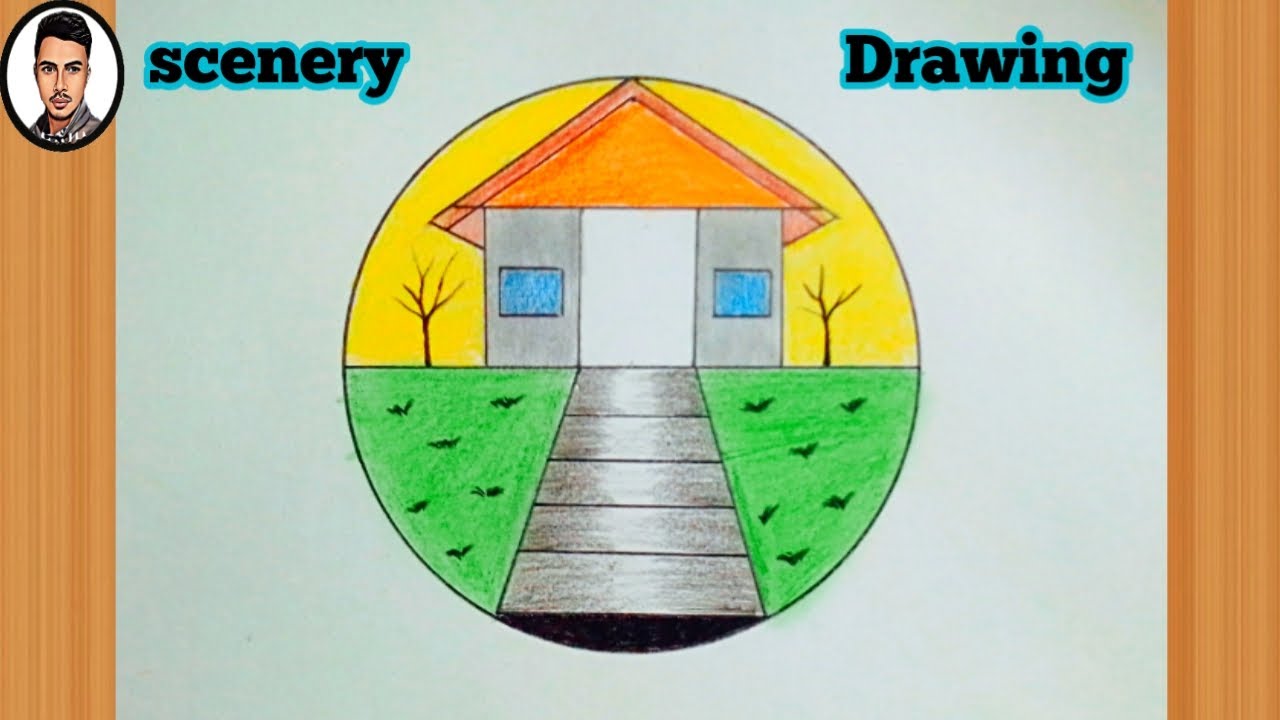 circle scenery drawing with pencil | circle scenery drawing | circle ...