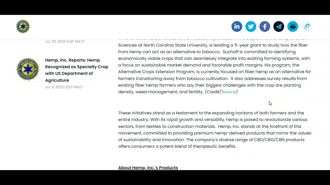 HEMP INC UPDATE - 08-30-2023 - YouTube