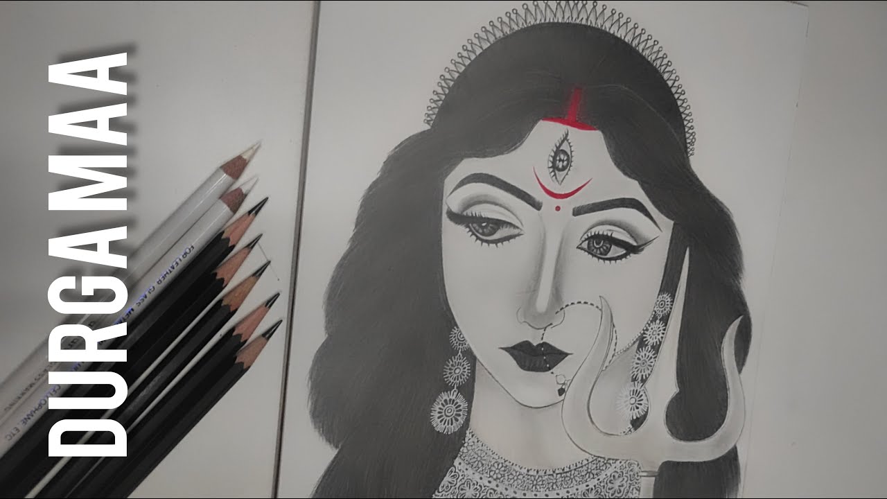 20 hours of shading in 10 min || how to draw maa durga - YouTube