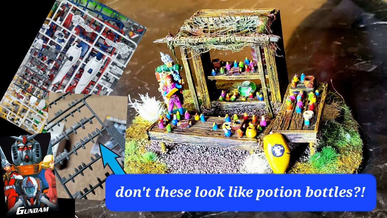 TUTORIAL-make potion bottles from GUNDAM KIT leftover sprues.DIY quick & easy(miniature terrain ...