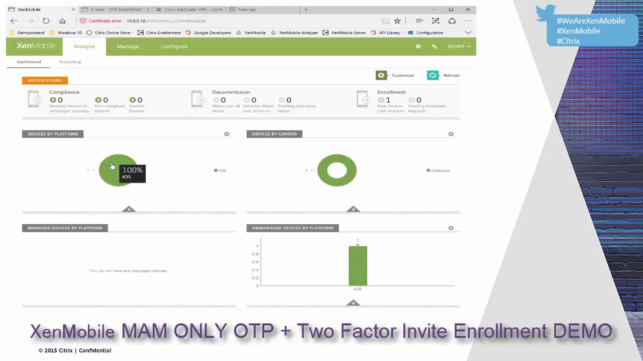 Citrix XenMobile MAM Only OTP and High Secure Device Enrollement - YouTube