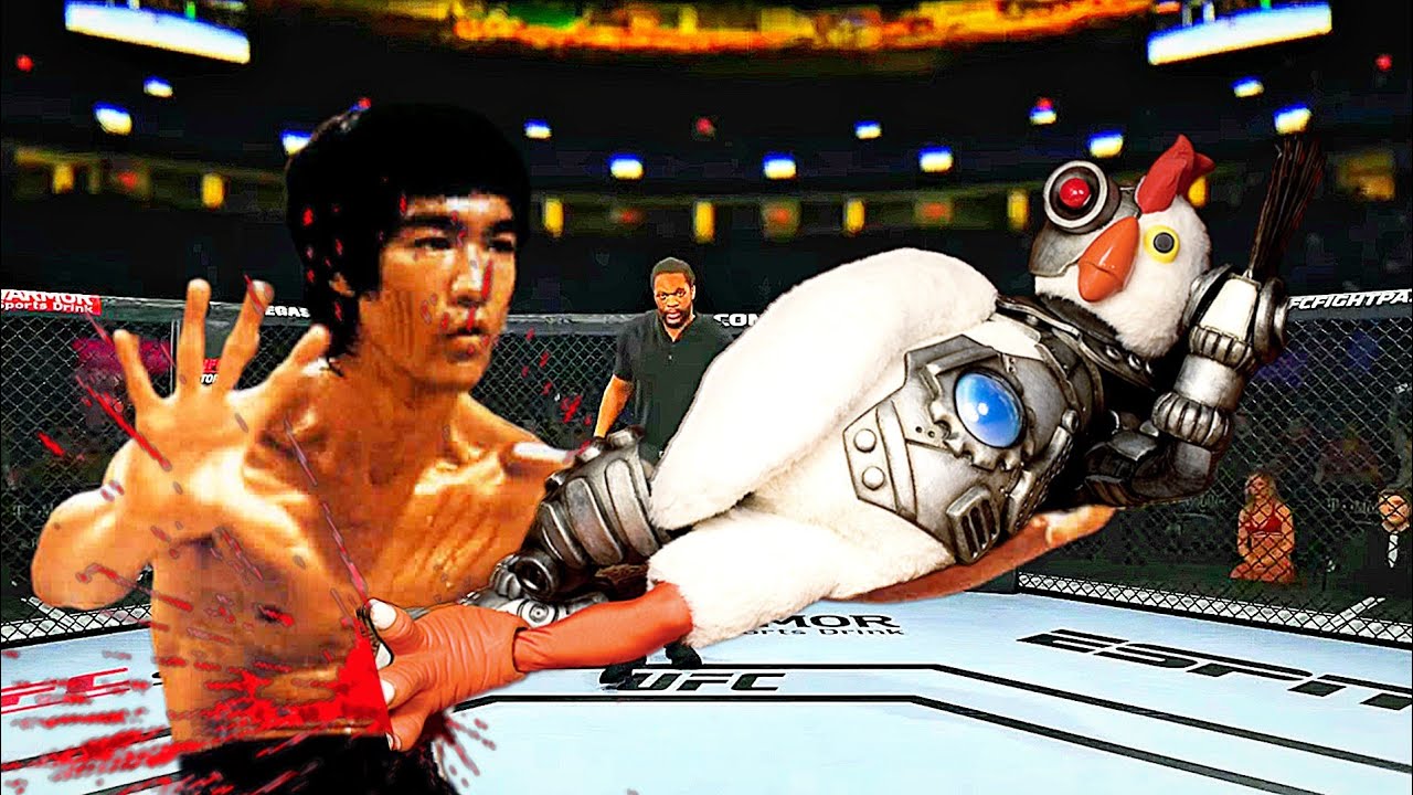 Crazy Fight 🔥🐉Robot Chicken vs. Bruce Lee - EA Sports UFC 4 Rematch ...