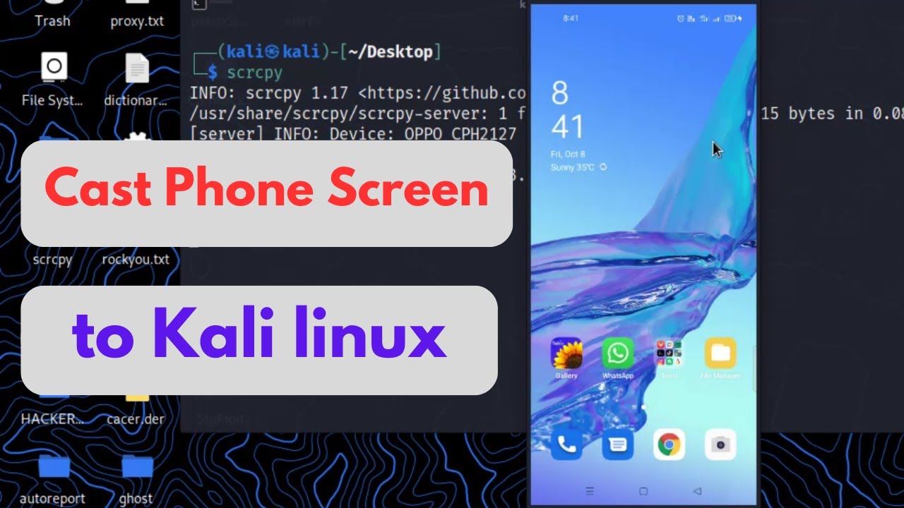 How to mirror mobile phone screen in kali Linux | Control Android with ...