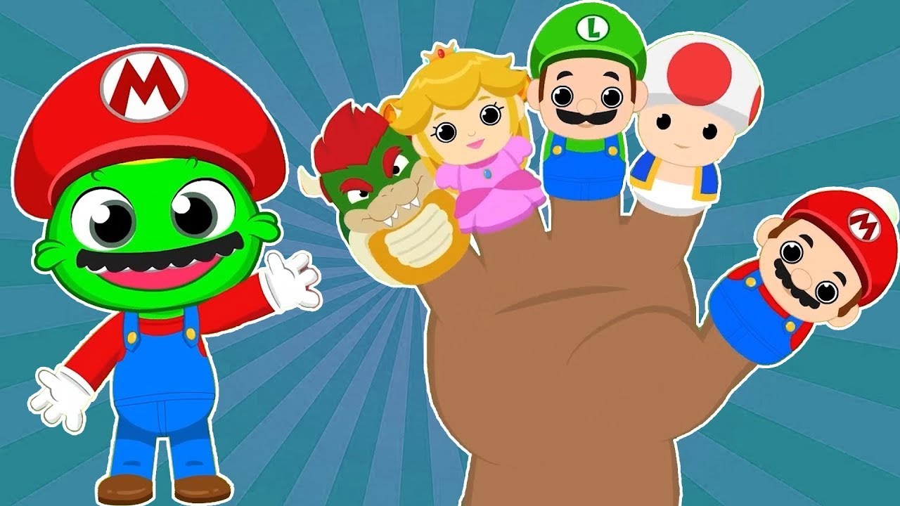 Finger Family Mario Bros 🎵 Sing-Along with Mario, Peach, Luigi & Toad ...