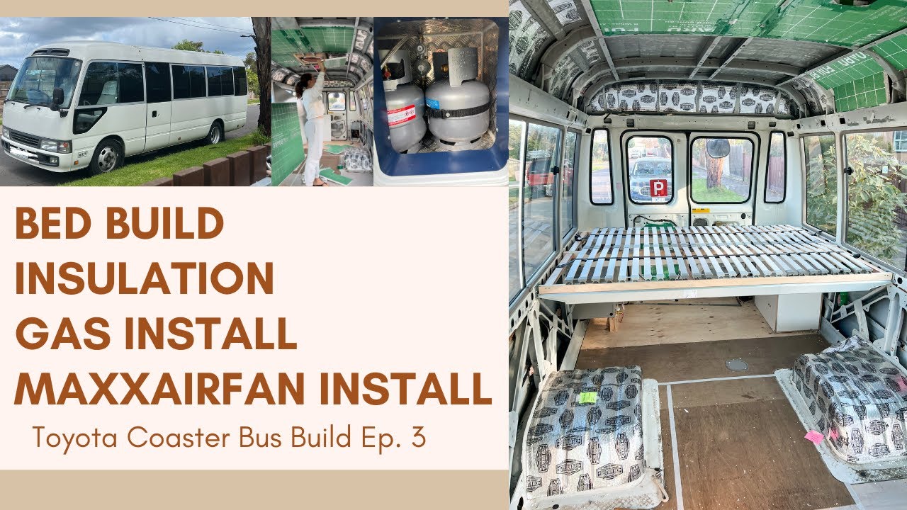 Bed Build + Insulation + MORE! Toyota Coaster Bus Build - Ep. 3 - YouTube