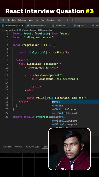 React Interview Question : Progress Bar 🔥#react #coding - YouTube