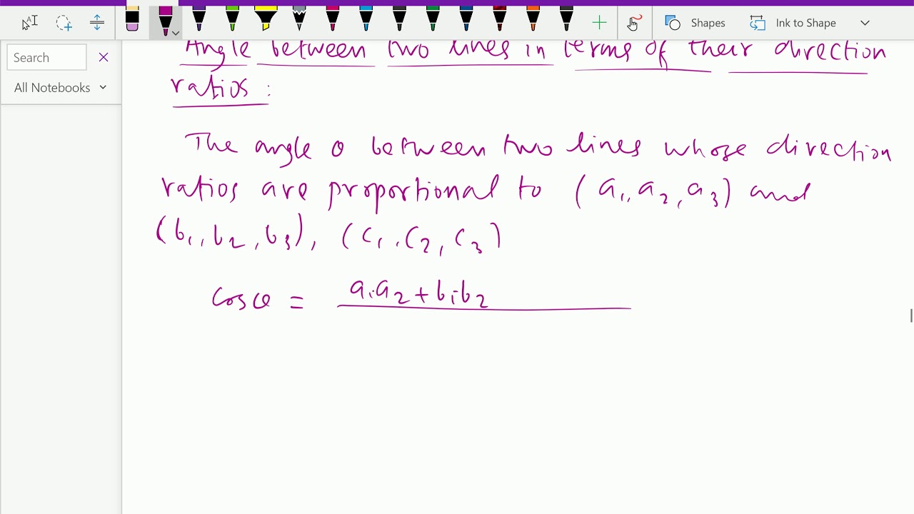Analytical solid geometry : - ( Angle between two lines in terms of direction ratios ) - 15. a ...