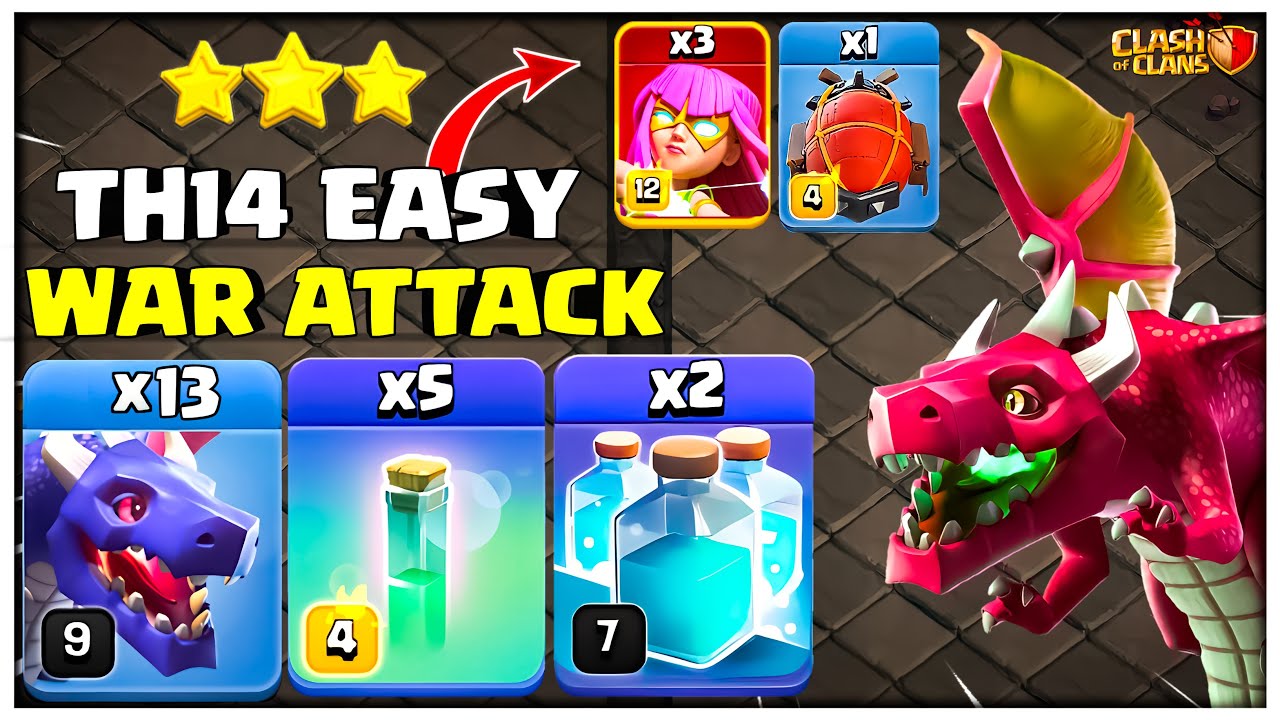 TH14 Easy Super Archer Blimp | 13 Dragons +2 Clone Spell + 5 Invisible ...