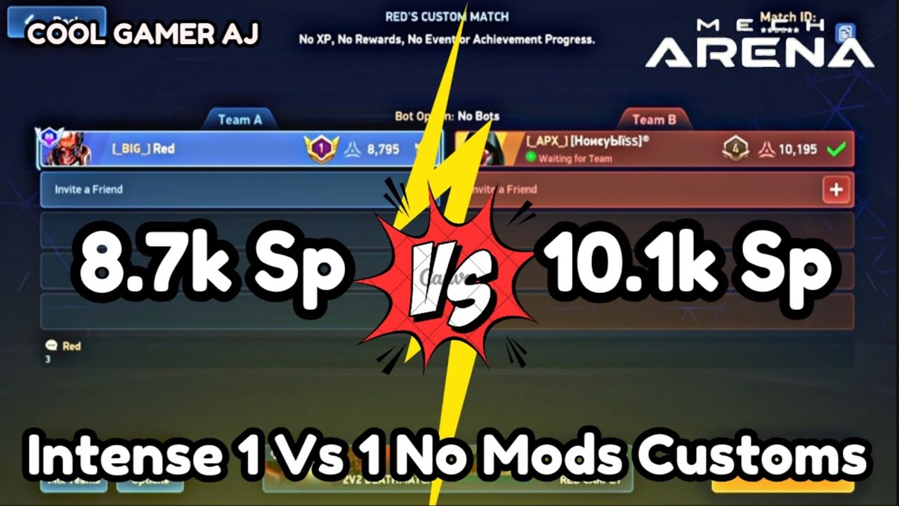 Intense 1v1 No Mods Custom Battles 8.7k Sp Vs 10.1k Sp Mech Arena Cool Gamer AJ - YouTube