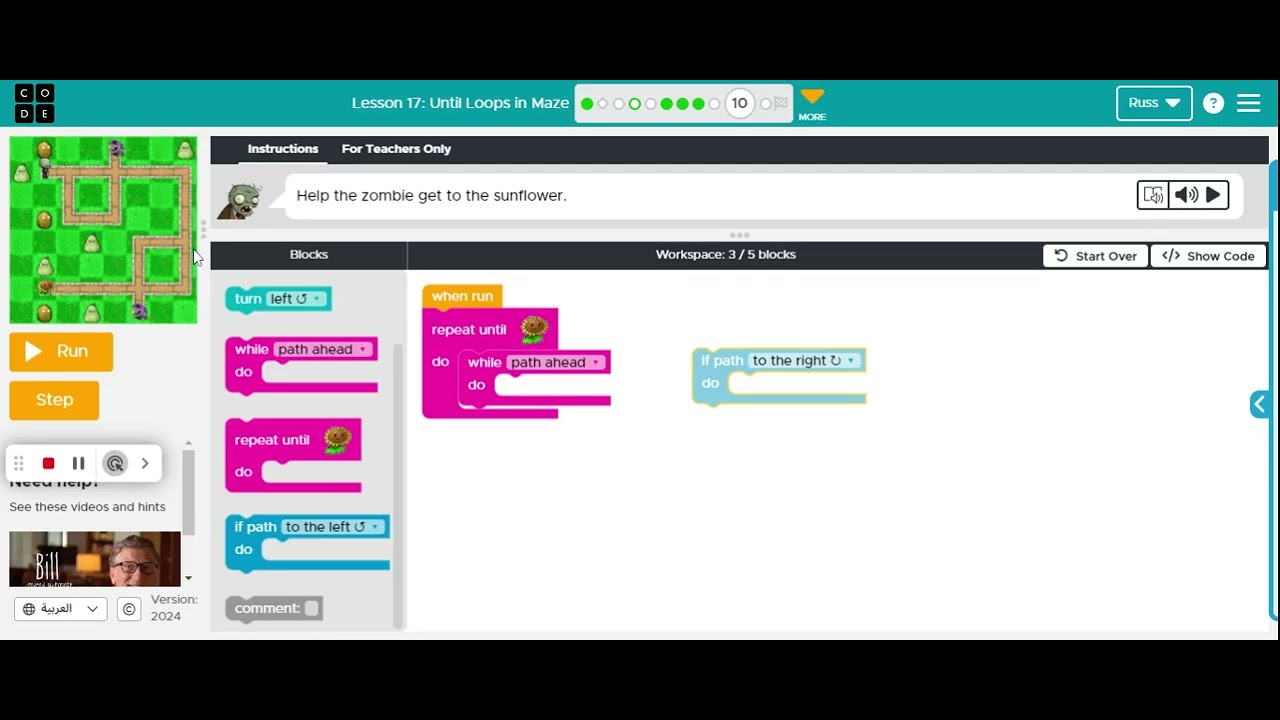 Until Loops in Maze- Level 10 (Hint 2) - YouTube
