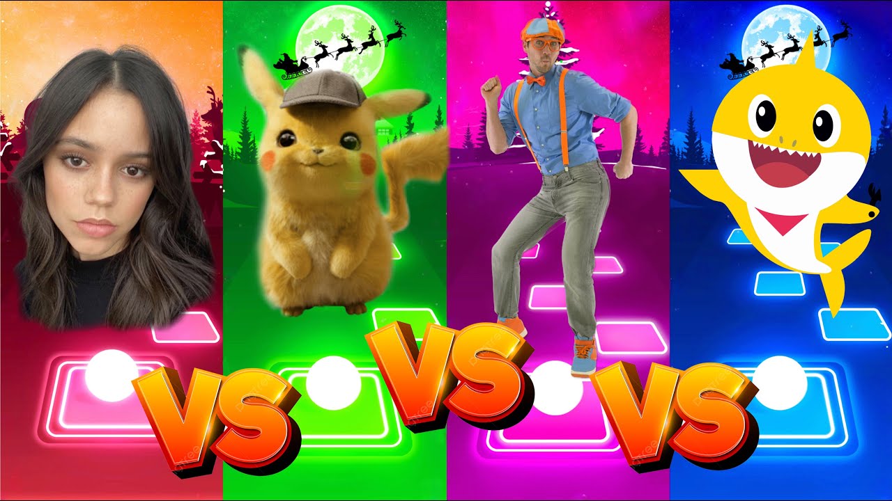Wednesday vs Pikachu vs Blippi vs Baby Shark 🌟 Tiles Hop EDM Rush - YouTube