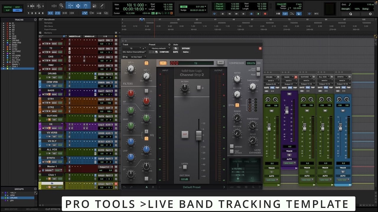 Pro Tools Live Band Tracking Session Template. It's Easy. - YouTube