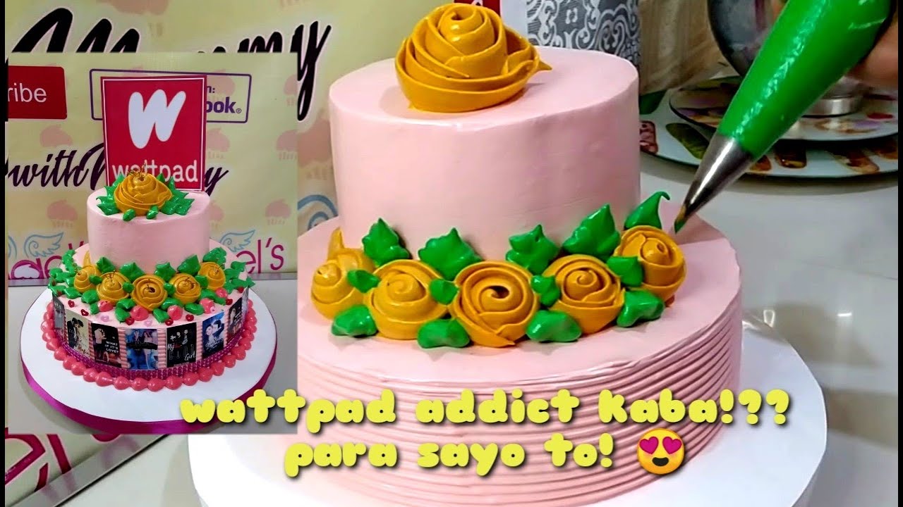 Simpleng wattpad cake decorating para sayo!😍 - YouTube