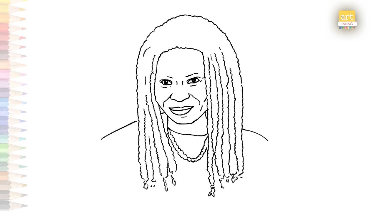 Whoopi Goldberg drawing | American actor drawing | How to draw Whoopi ...