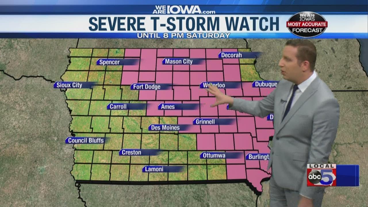 Strong to severe storms affect central Iowa through the afternoon - YouTube