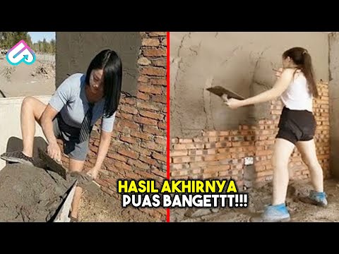 BIKIN PEMILIK RUMAH KAGET! Skill Tukang Bangunan Berparas Cantik Yang Memanjakan Mata