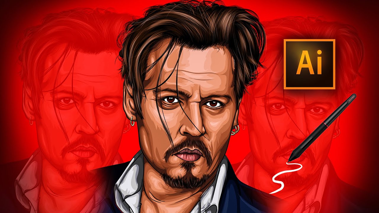 Johnny Depp Vector Art😍 || How To Draw Vector Art || Illustrator ...