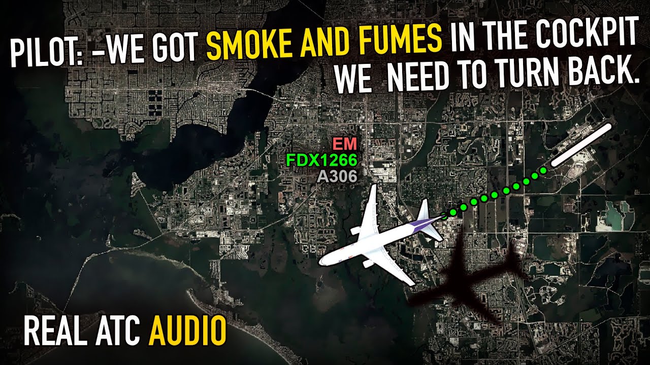 SMOKE FILLED THE COCKPIT. FedEX Airbus A300 Emergency Return. REAL ATC ...