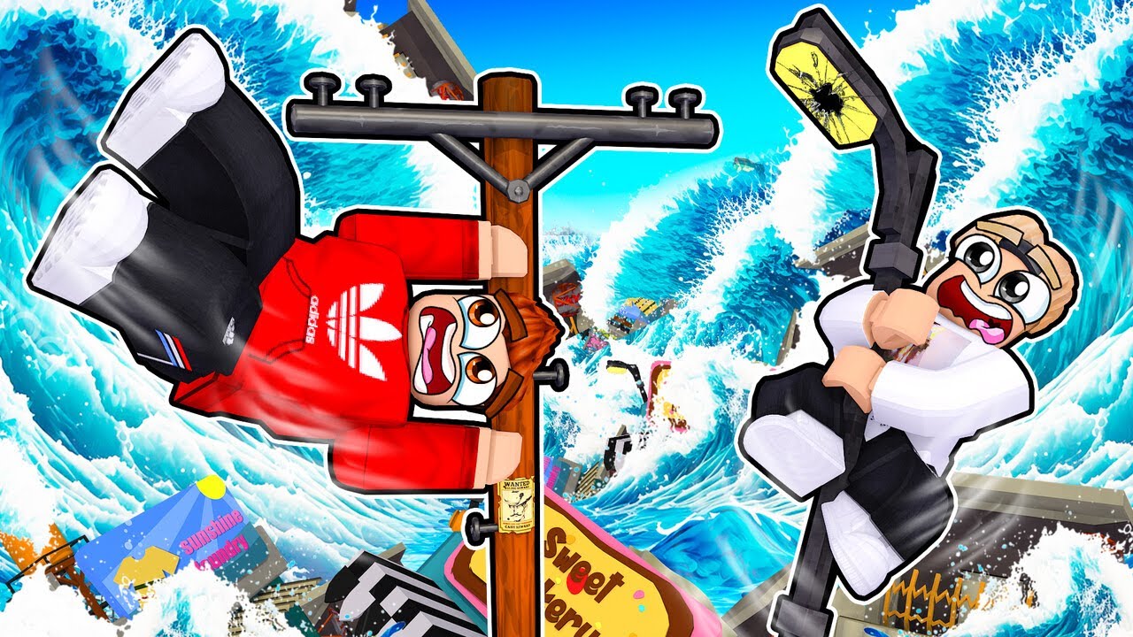 Roblox Entkomme Dem Mega Tsunami Youtube