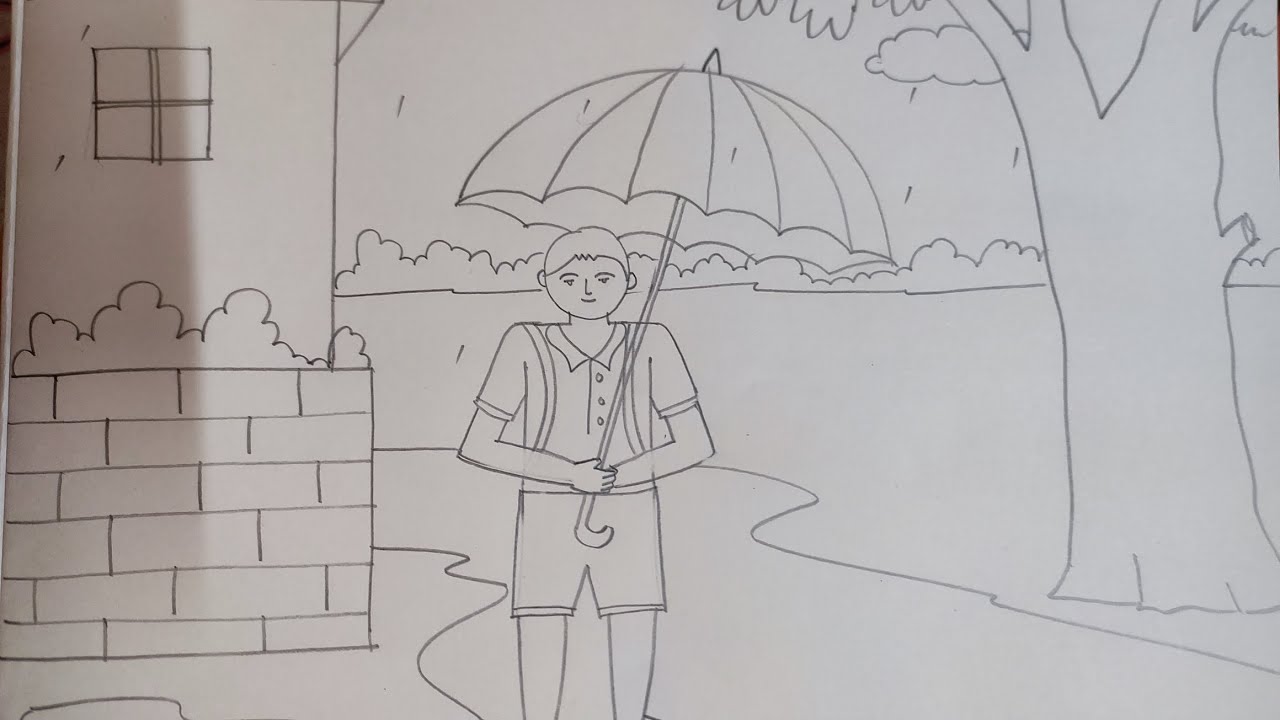 Easy Drawing Scenery||Simple Drawing Scenery step by Step - YouTube