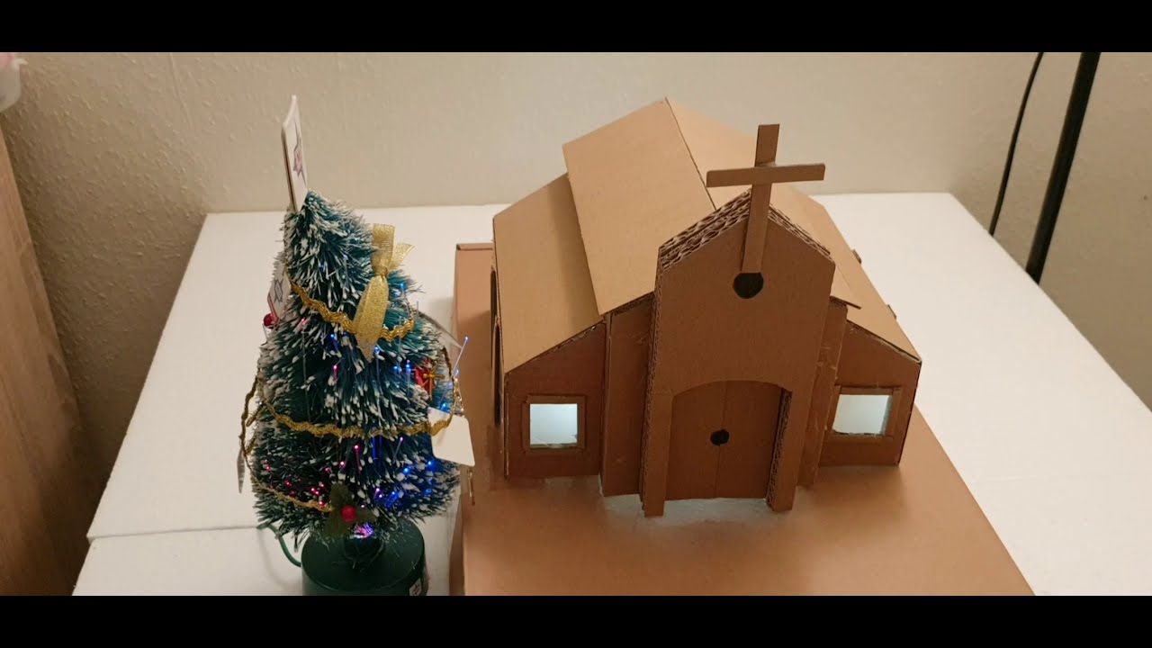 How to make a church from cardboard. Lam nha tho bang cartons. - YouTube