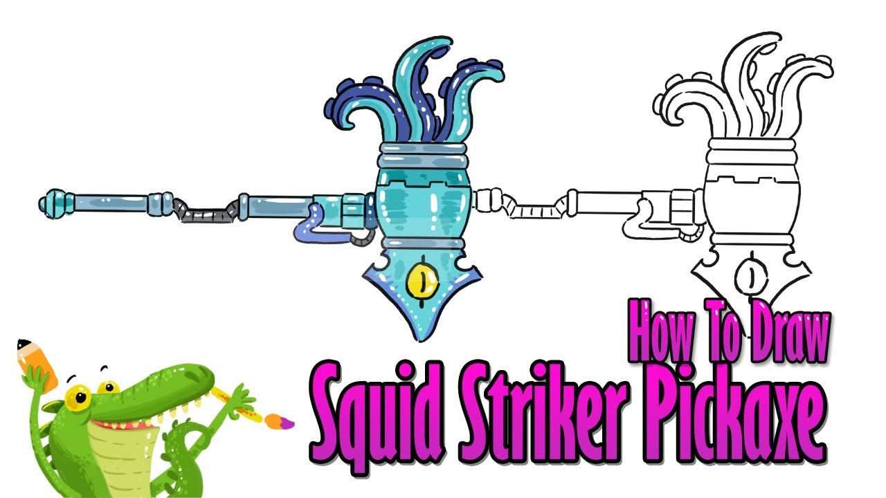 How To Draw and Coloring Fortnite Squid Striker Pickaxe step by step ...