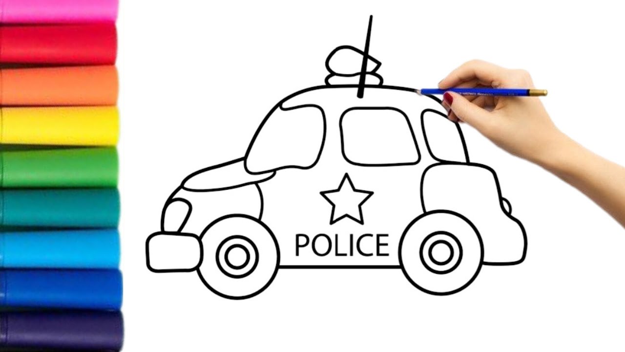 how to draw cute and easy police car | easy drawing and painting for ...