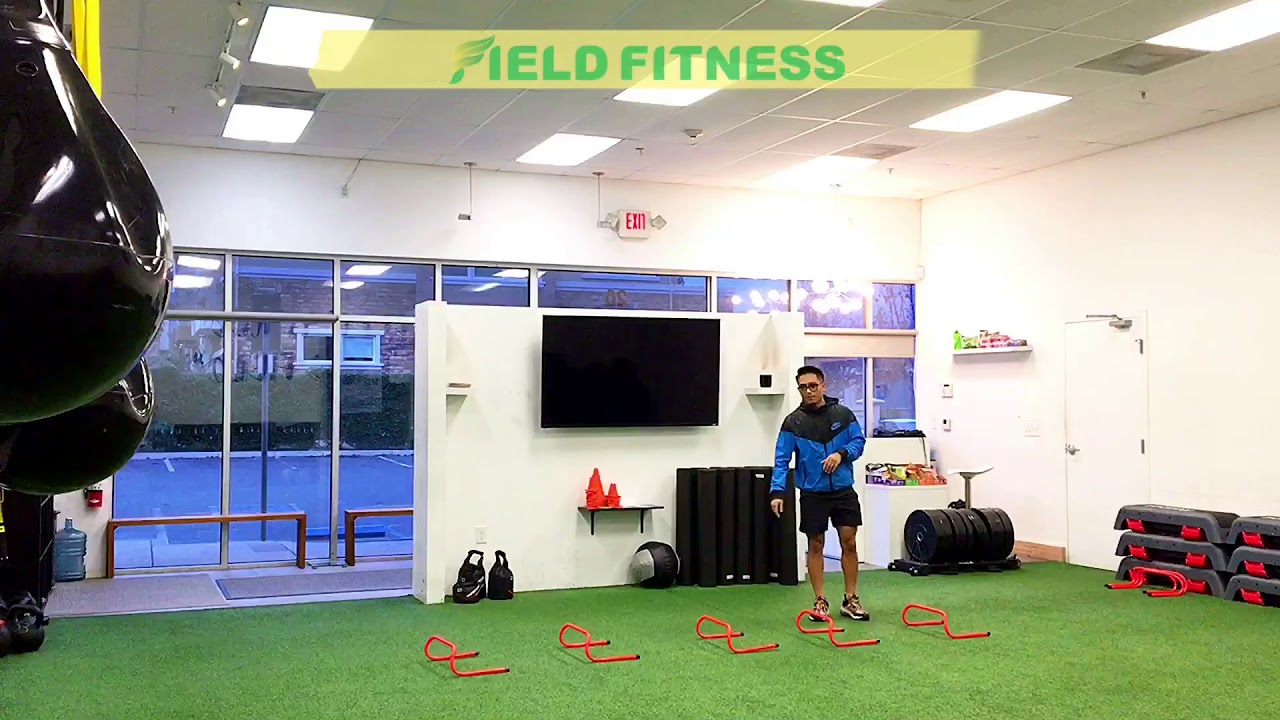 HOW TO: HURDLES wall to wall 2 foot high knees moving laterally - YouTube
