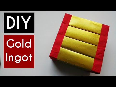 DIY Gold Bar | Origami Gold Ingot | Rainbowww DIY - YouTube