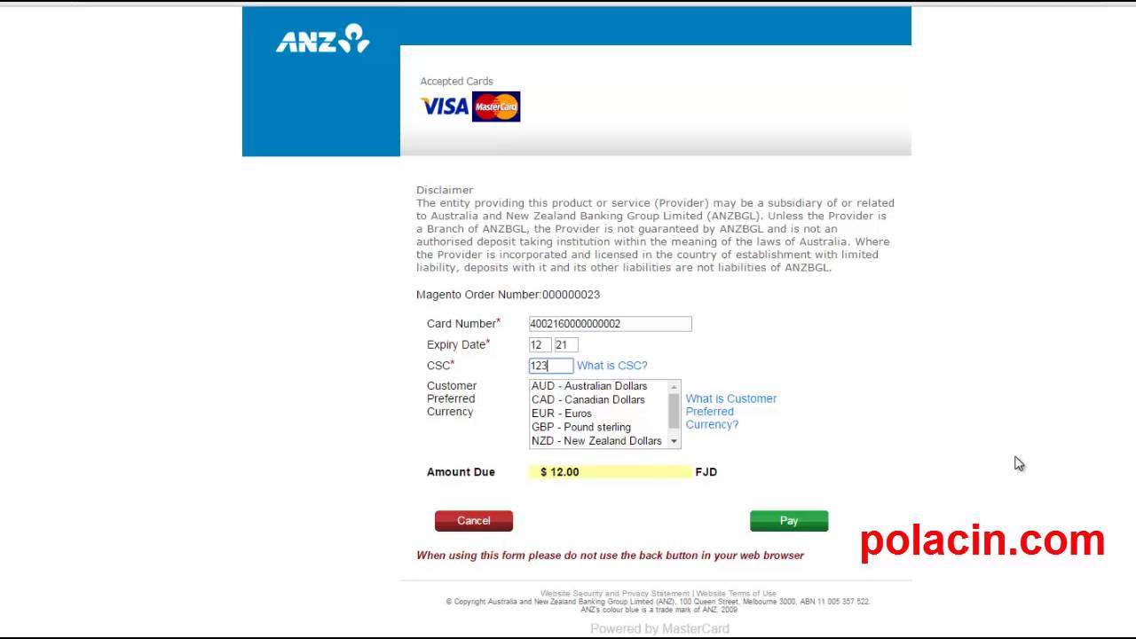 ANZ eGate MiGS VAS - Magento 2 - YouTube