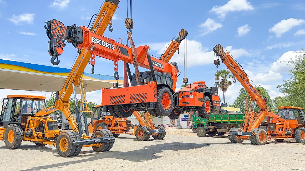 2 New Escorts TRX 2319 Crane from the Truck Unloading by 3 ACE and ...