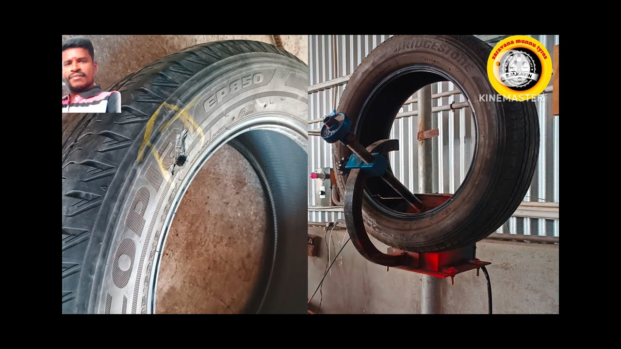 235 / 60 R 18 Tubeless tyre cut repair Vulcanizing // Easy Method Tyre ...