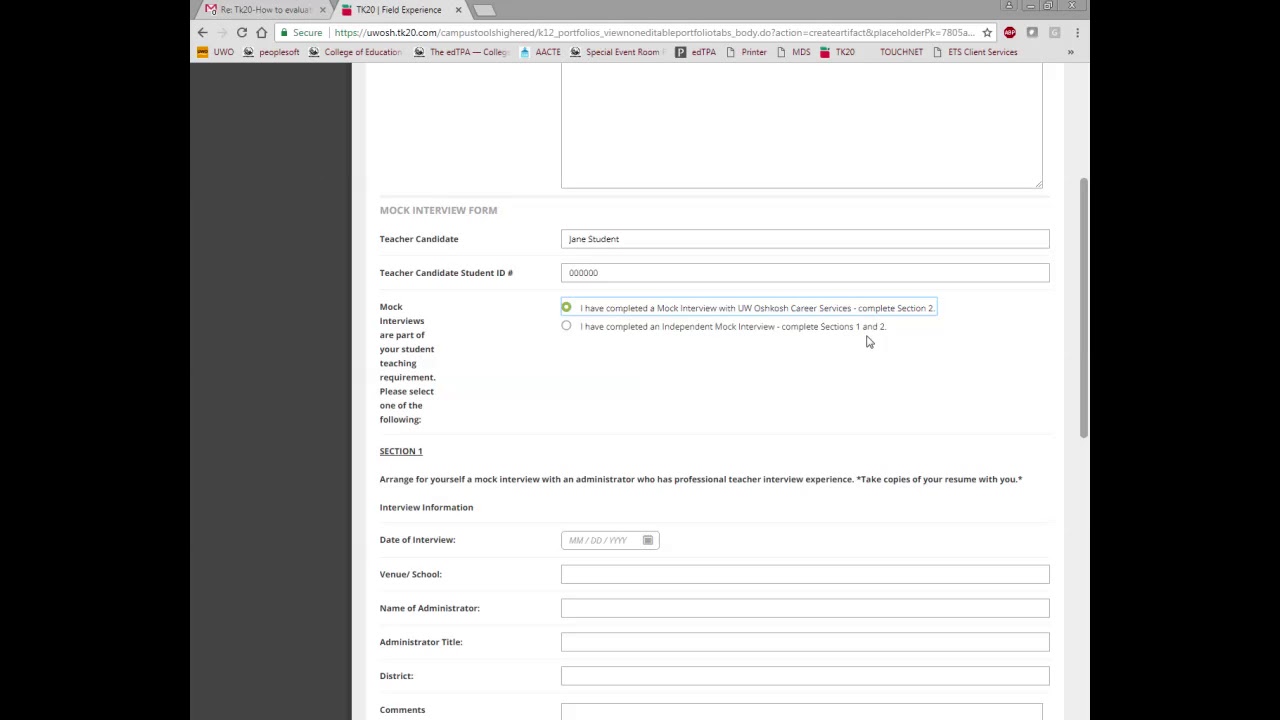 How to complete Mock Interview Form Artifact - YouTube
