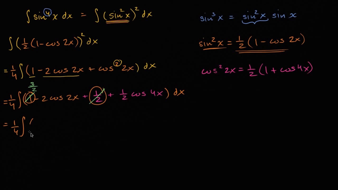 sin^4(x)'ün İntegrali (Matematik) (İntegral Kalkülüs) - YouTube