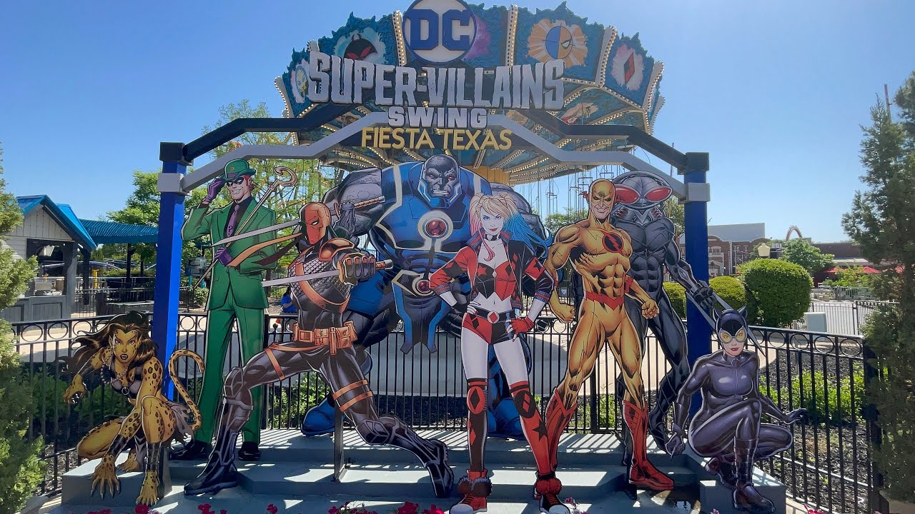 DC Super Villains Swing at DC Universe at Six Flags Fiesta Texas - YouTube