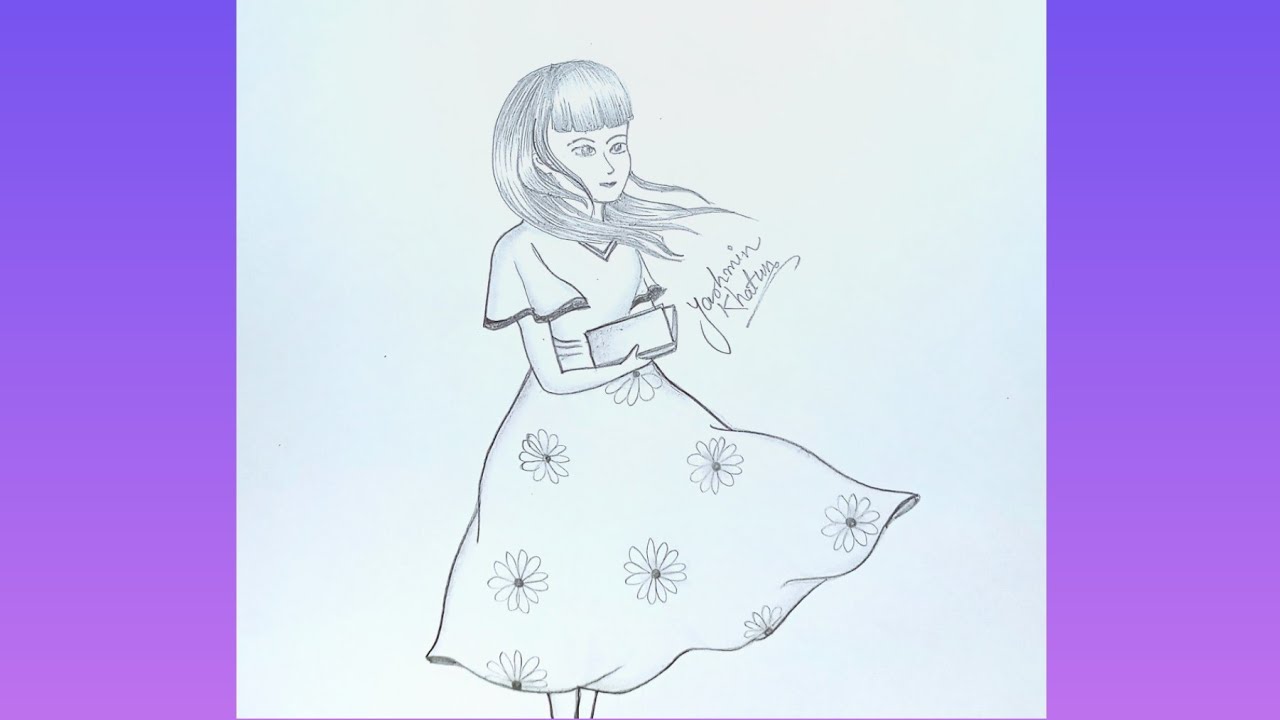 How to draw a Girl with book | Step by step pencil drawing | Yashmin's ...