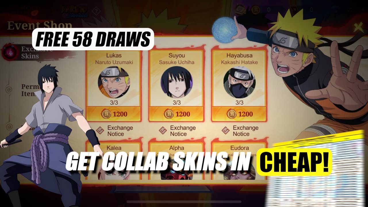 NARUTO Phase 2 Event FREE 58 Draws & CHEAP Collab Skins Guide! (2025 ...
