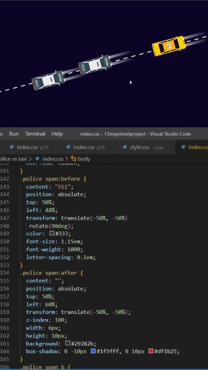Police Car and Taxi in Html css #shorts - YouTube