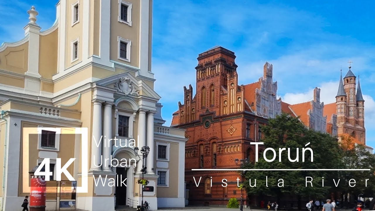 4K Virtual City Tour with Ambient Sound - Torun, Poland - YouTube