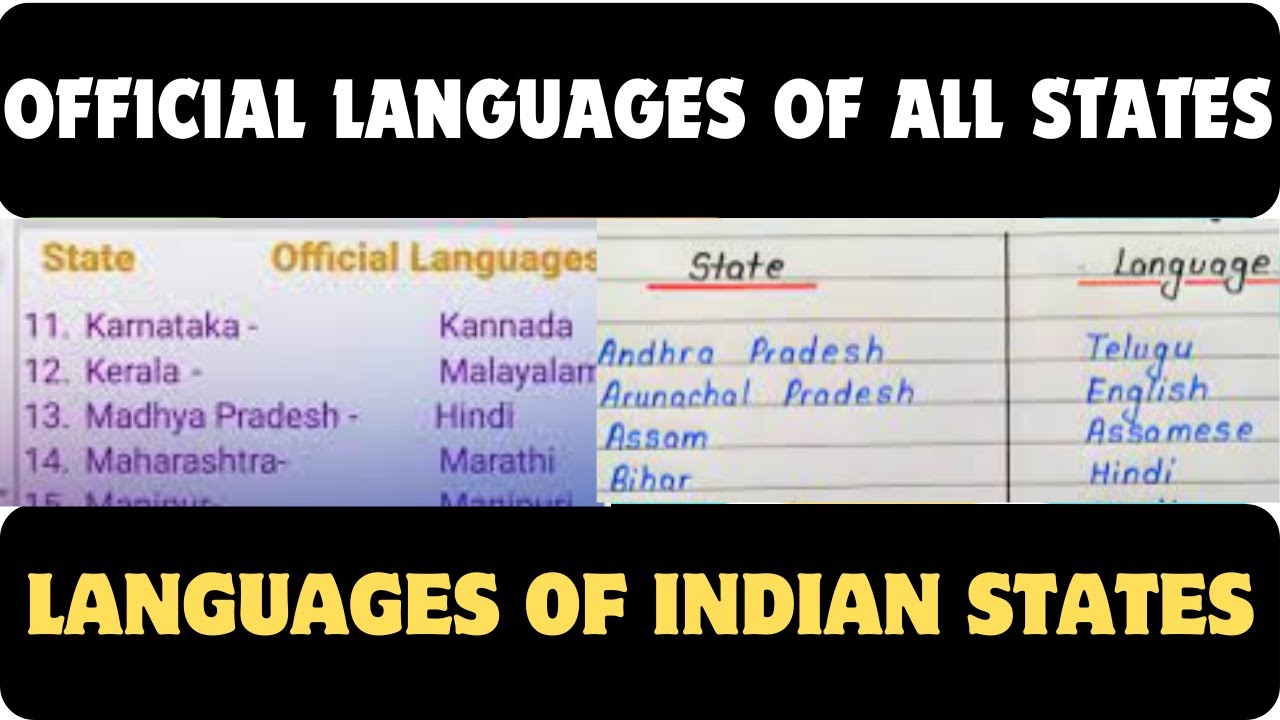 List of Official Languages of Indian States and Union Territories - YouTube