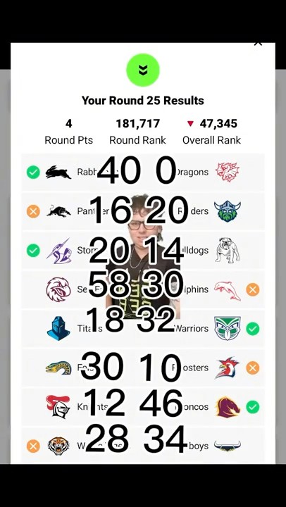 NRL ROUND 25 TIPS RESULTS. #nrl #nrltips #rugbyleauge - YouTube