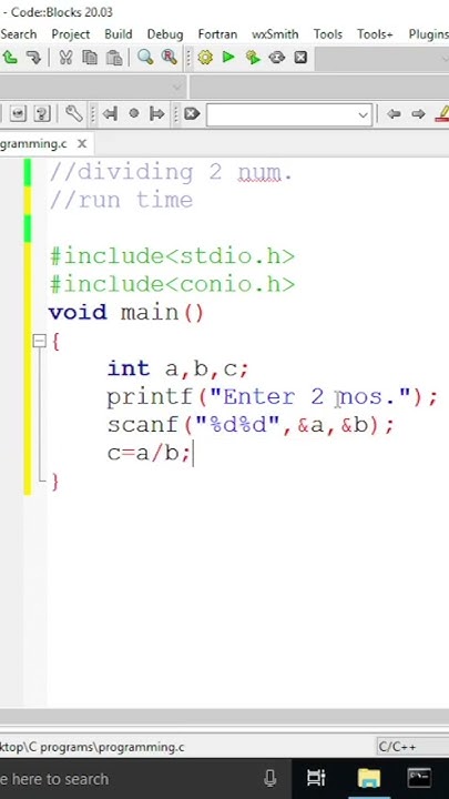 Dividing 2 Numbers C Programming Run Time Programming Coding Cprogramming Shorts Code