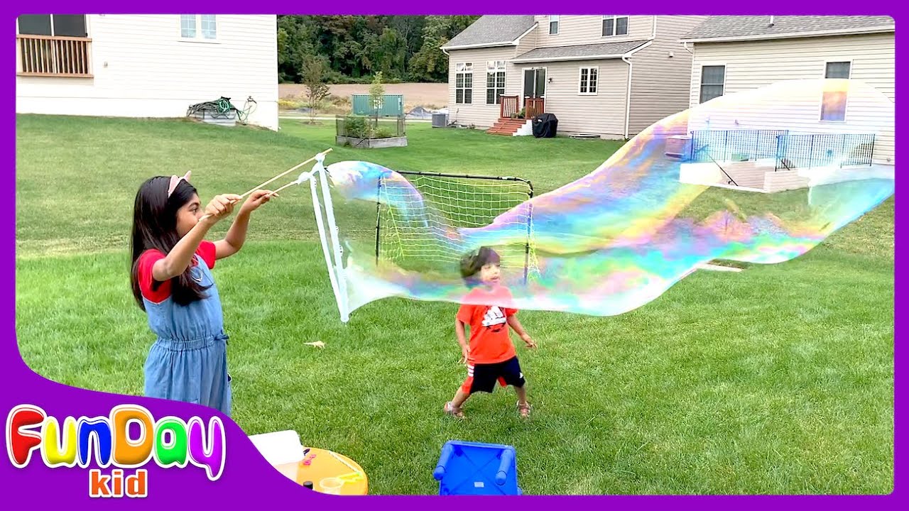 DIY Giant Bubbles Making with Urvi and Apu - @FunDayKid - YouTube